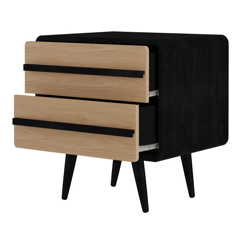 George Oliver Jadakis 2 - Drawer Night Stand in Black Brown & Reviews | Wayfair